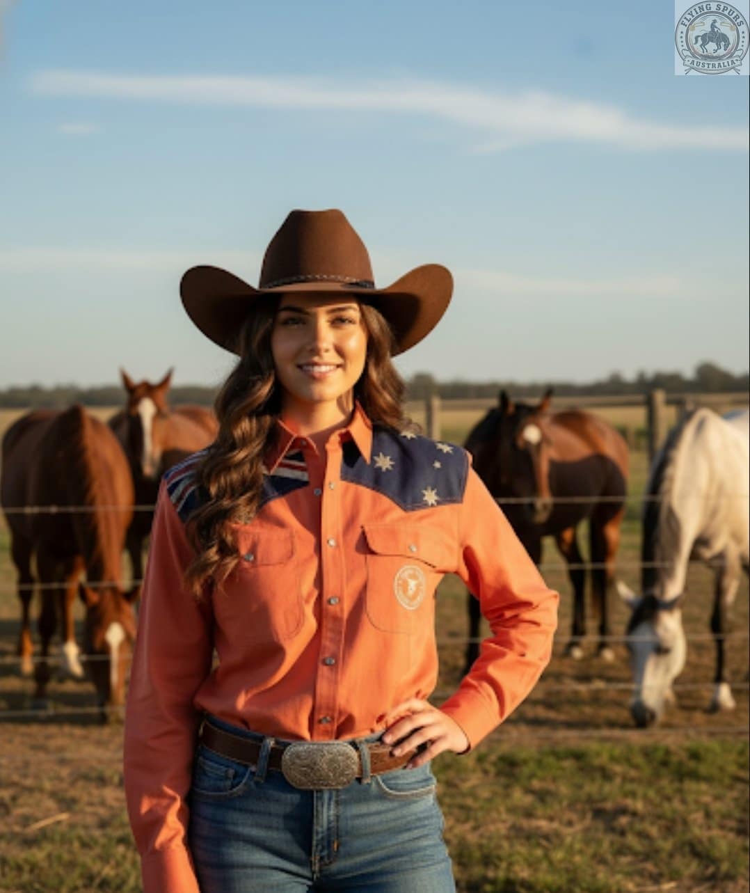 Spurs Burnt Orange Flag Shirt -Flying Spurs Country Clothing